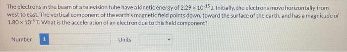 Solved The electrons in the beam of a television tube have a | Chegg.com
