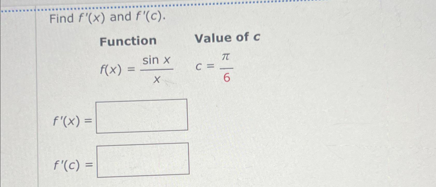 Solved Find F X ﻿and F C Function Value Of