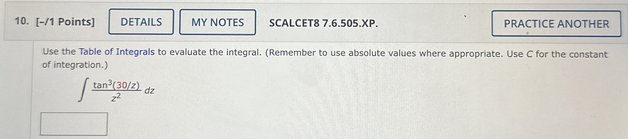 Solved by an EXPERT [-/1 ﻿Points]SCALCET8 7.6.505.XP.Use the Table of | Chegg.com