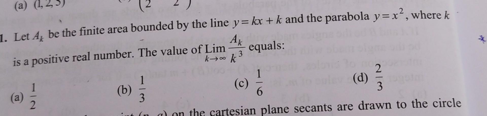 Solved 1. Let Ak be the finite area bounded by the line | Chegg.com
