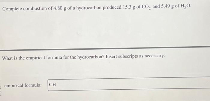 Solved Complete combustion of 4.80 g of a hydrocarbon | Chegg.com