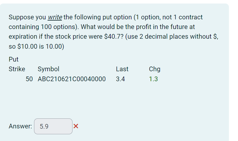 Suppose you write the following put option (1 | Chegg.com