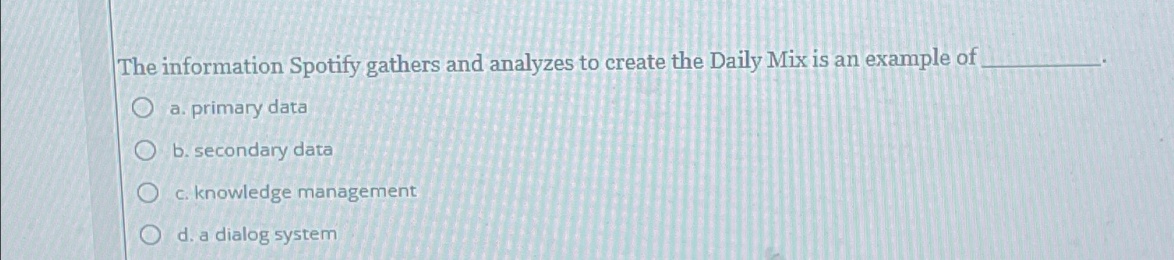 Solved The information Spotify gathers and analyzes to | Chegg.com