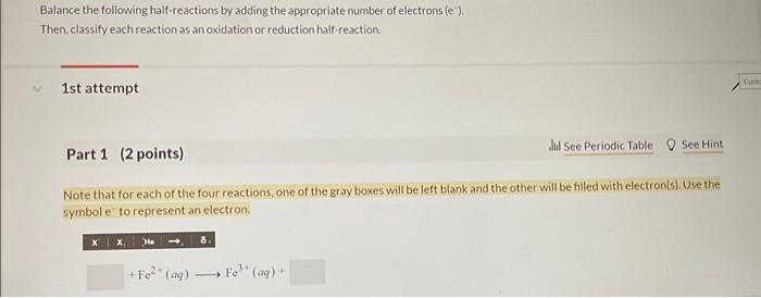 Solved Balance the following half-reactions by adding the | Chegg.com