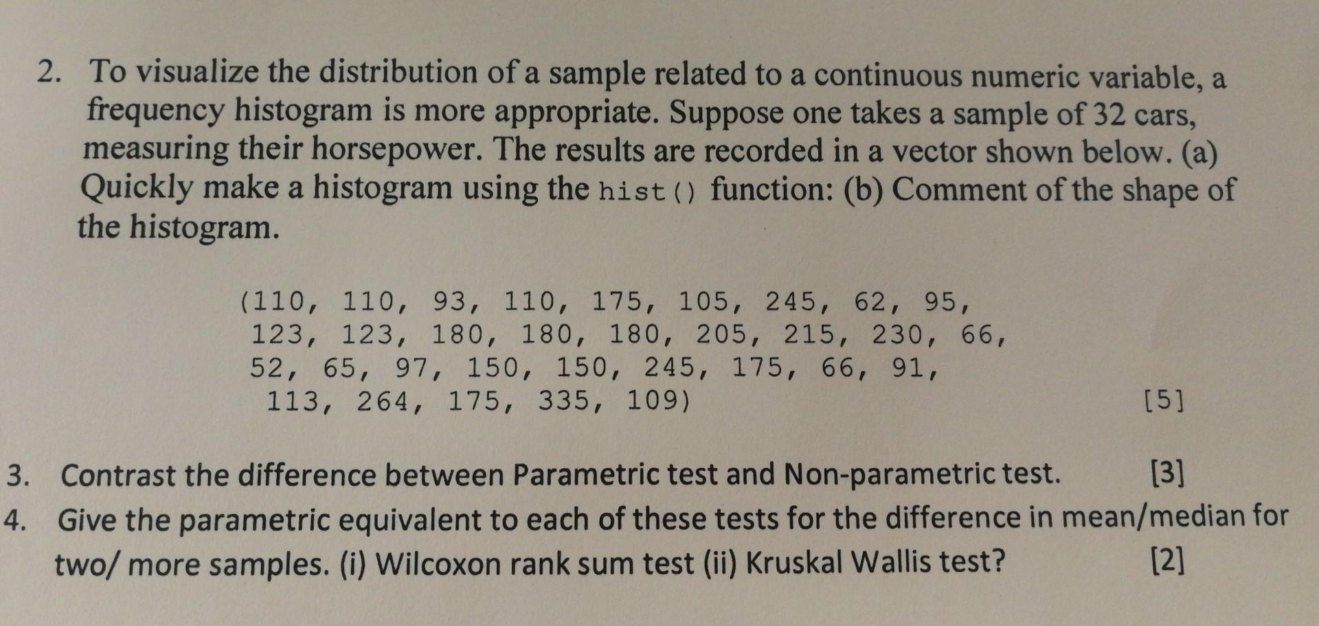 Solved 2. To visualize the distribution of a sample related | Chegg.com