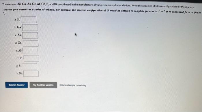 Solved The elements Si,Ga,As,Ge,Al,Cd,S, and Se are all used | Chegg.com