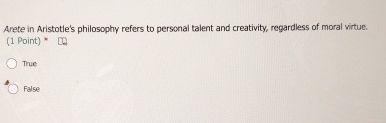 Solved Arete in Aristotle's philosophy refers to personal | Chegg.com