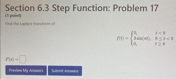 Solved Section 6.3 Step Function: Problem 17 (1 point) Find | Chegg.com