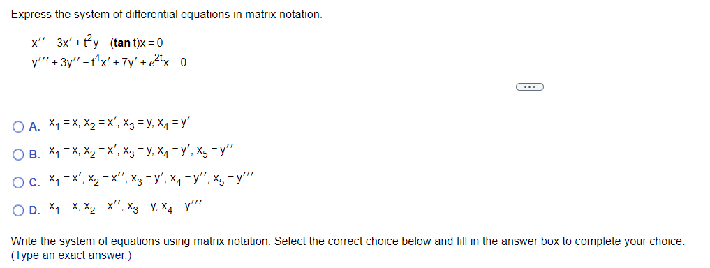 Solved Express the system of differential equations in | Chegg.com