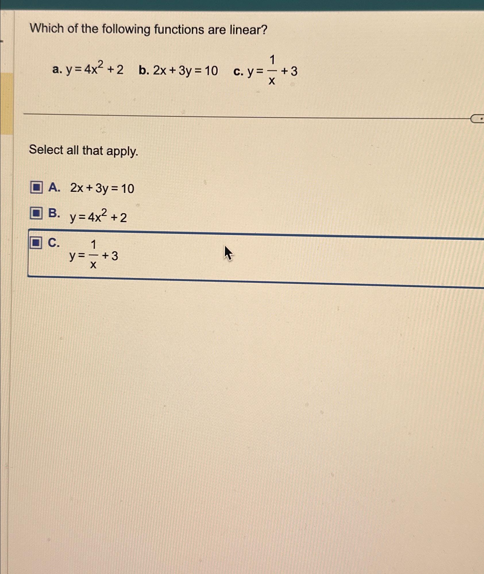 Solved Which of the following functions are | Chegg.com
