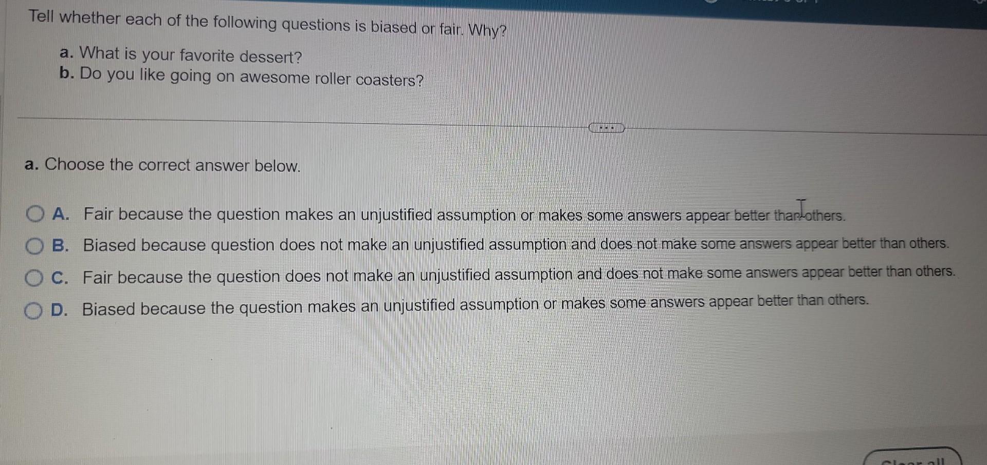 Solved Tell whether each of the following questions is | Chegg.com
