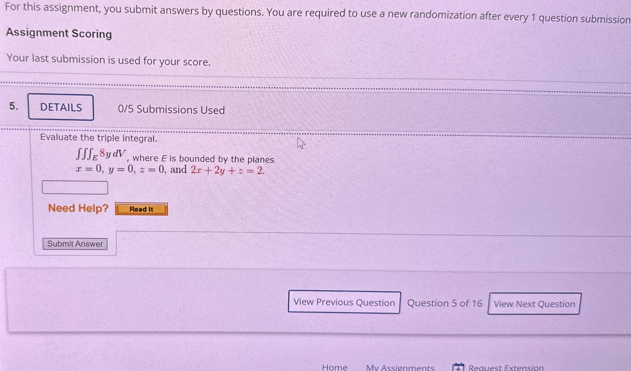 Solved For this assignment, you submit answers by questions. | Chegg.com