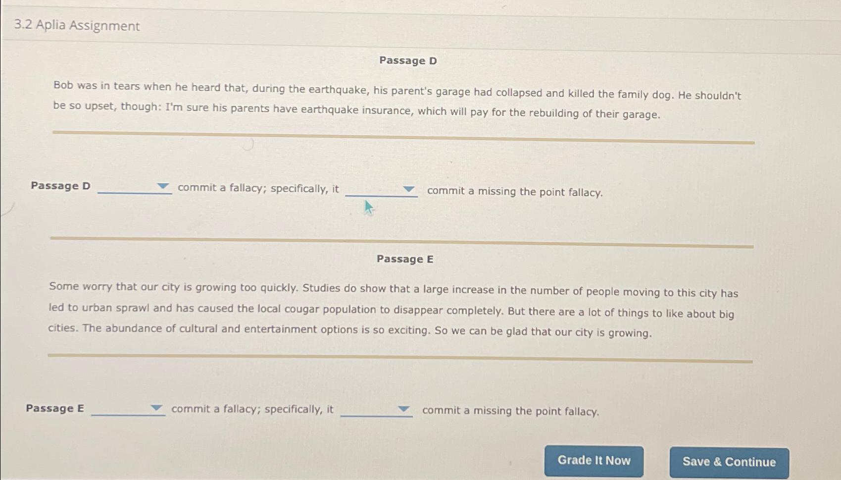Solved 3.2 ﻿Aplia AssignmentPassage DBob was in tears when | Chegg.com