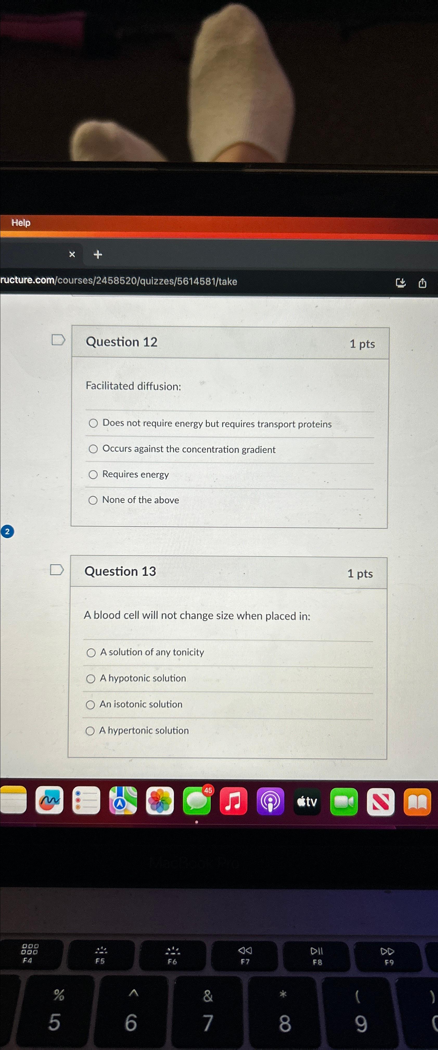 Solved Question 121 ﻿ptsFacilitated diffusion:Does not | Chegg.com