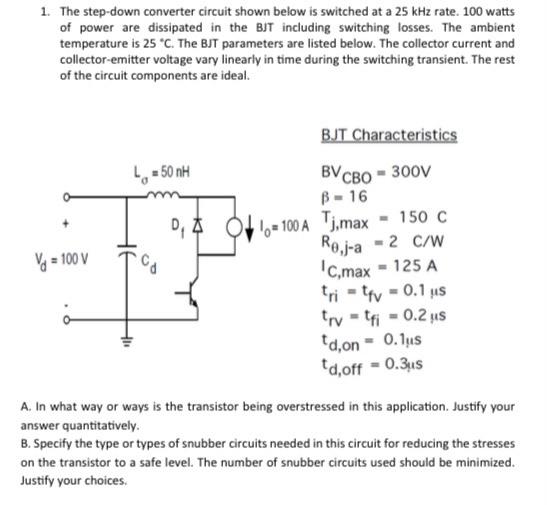 Solved 1. The step-down converter circuit shown below is | Chegg.com