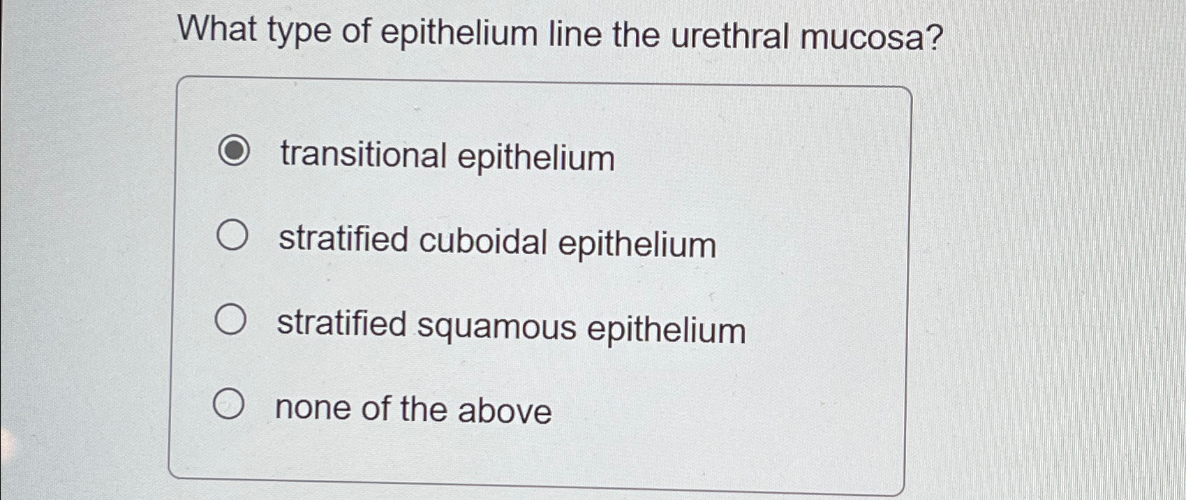 Solved What type of epithelium line the urethral | Chegg.com