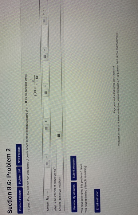 Solved Section 8.6: Problem 2 Previous Problem Problem List | Chegg.com