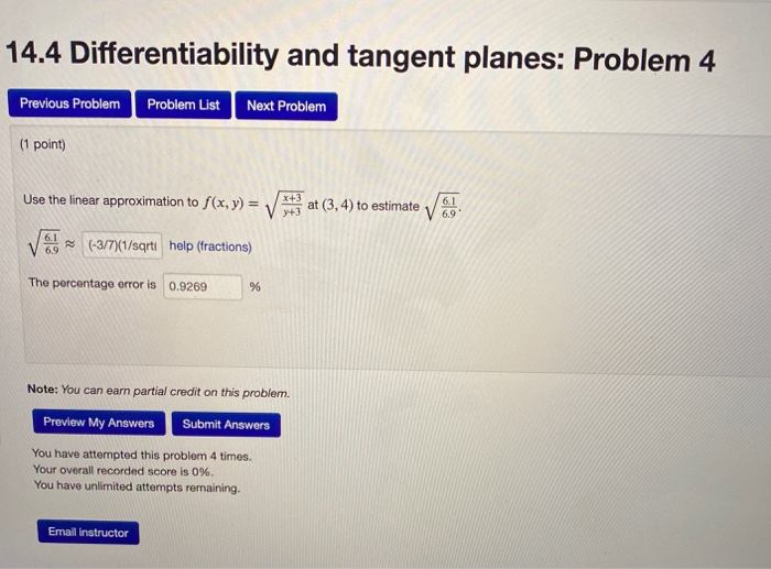 Solved 14.4 Differentiability and tangent planes: Problem 3 | Chegg.com