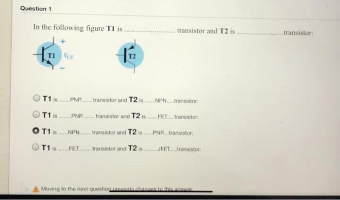 Solved Question 1 In the following figure TU transistor and | Chegg.com
