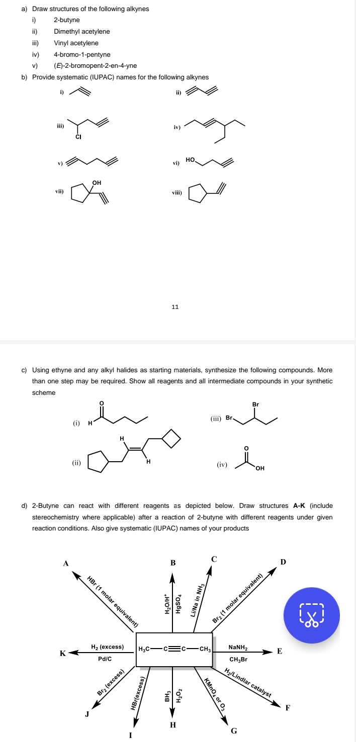 Solved a) ﻿Draw structures of the following | Chegg.com