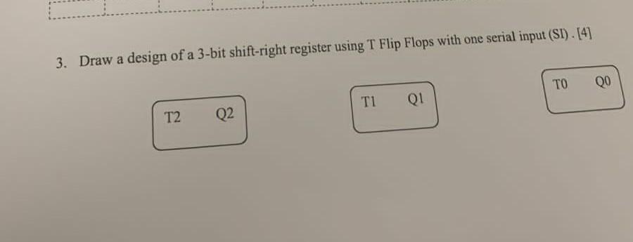 Solved 3. Draw a design of a 3-bit shift-right register | Chegg.com