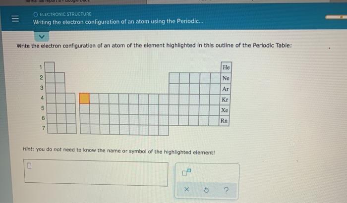 Solved O ELECTRONIC STRUCTURE = Writing the electron | Chegg.com