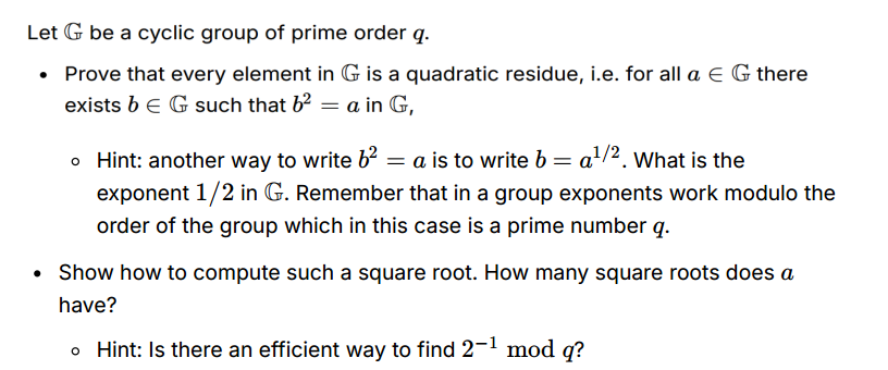 Solved Let G ﻿be a cyclic group of prime order q.Prove that | Chegg.com