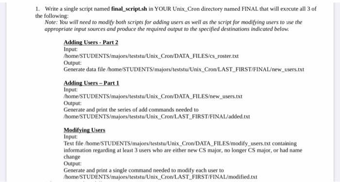 1. Write a single script named final_script.sh in | Chegg.com