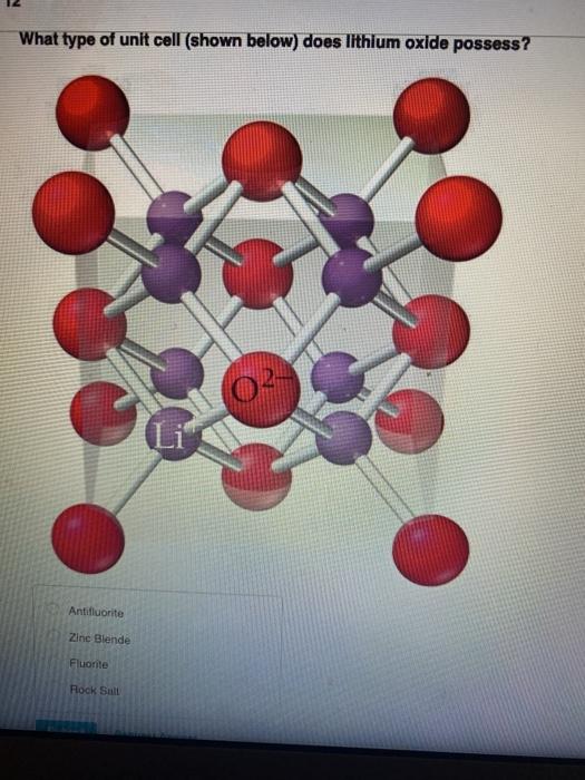 What type of unit cell (shown below) does lithium | Chegg.com