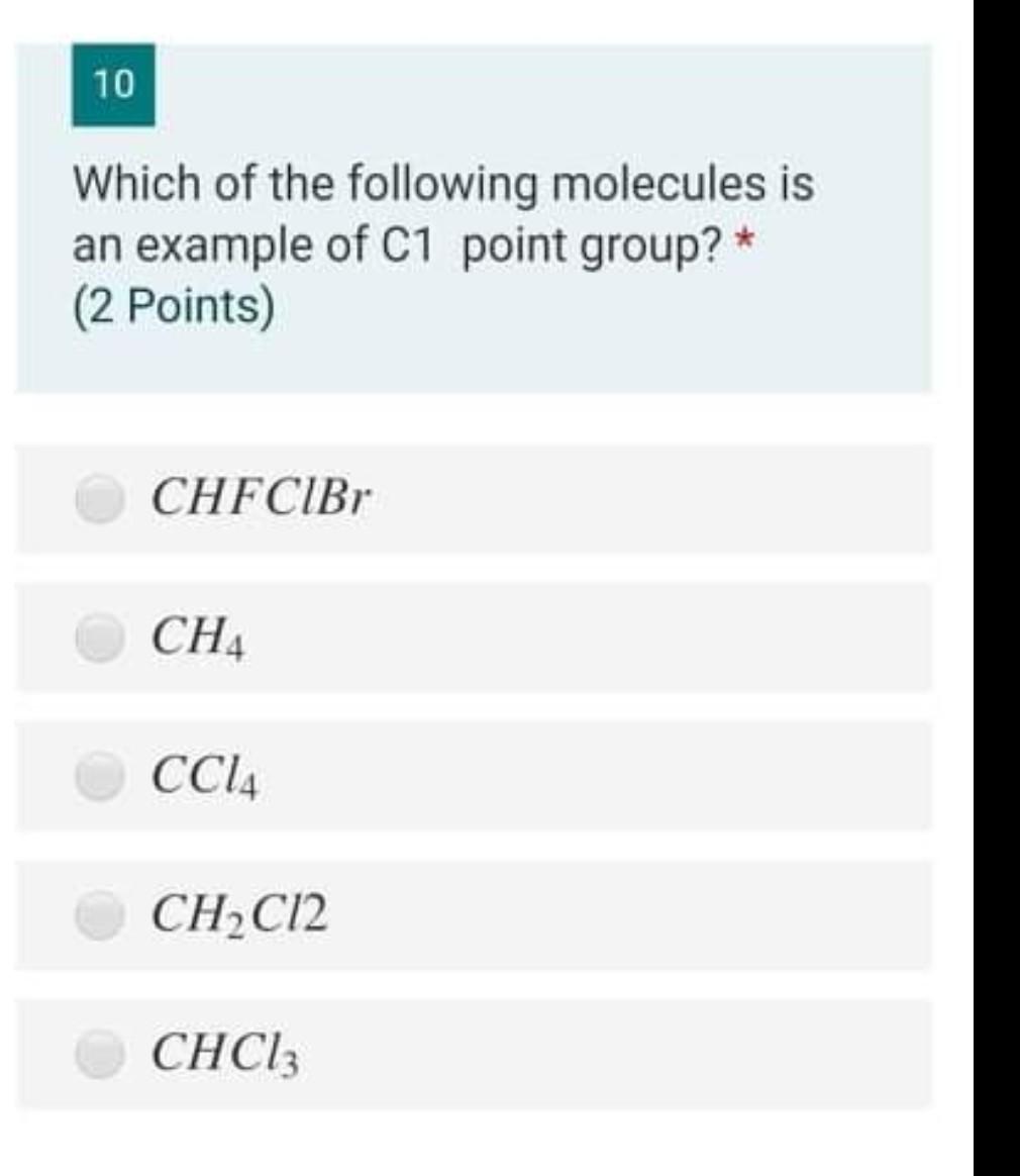 Solved 10 Which of the following molecules is an example of | Chegg.com