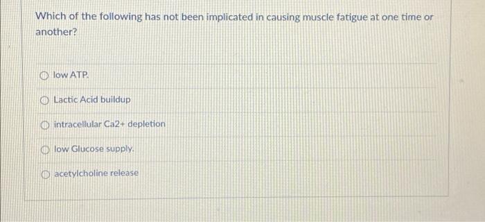 Solved Which of the following has not been implicated in | Chegg.com