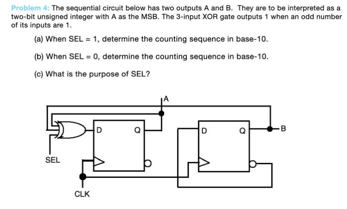 Solved Problem 4: The sequential circuit below has two | Chegg.com