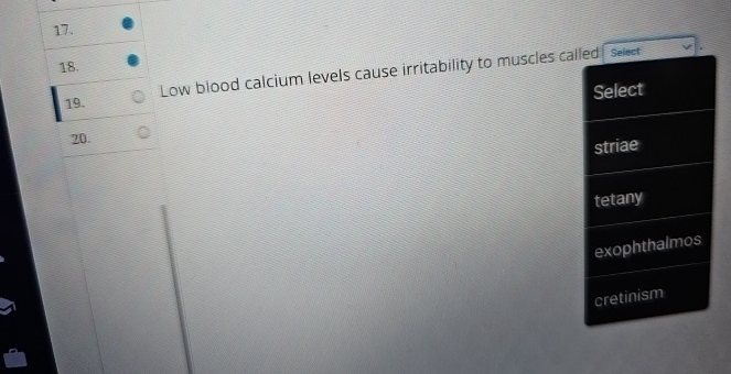 Solved Low blood calcium levels cause irritability to | Chegg.com