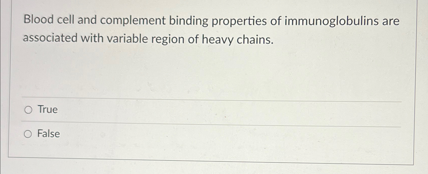 Solved Blood cell and complement binding properties of | Chegg.com