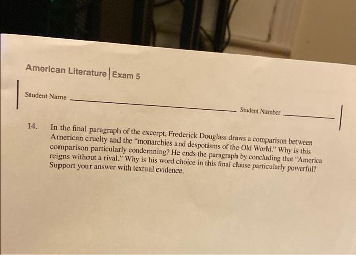 American Literature Exam 5 Student Name Student | Chegg.com