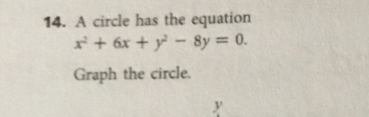 Solved A circle has the equationx2+6x+y2-8y=0. ﻿Graph the | Chegg.com