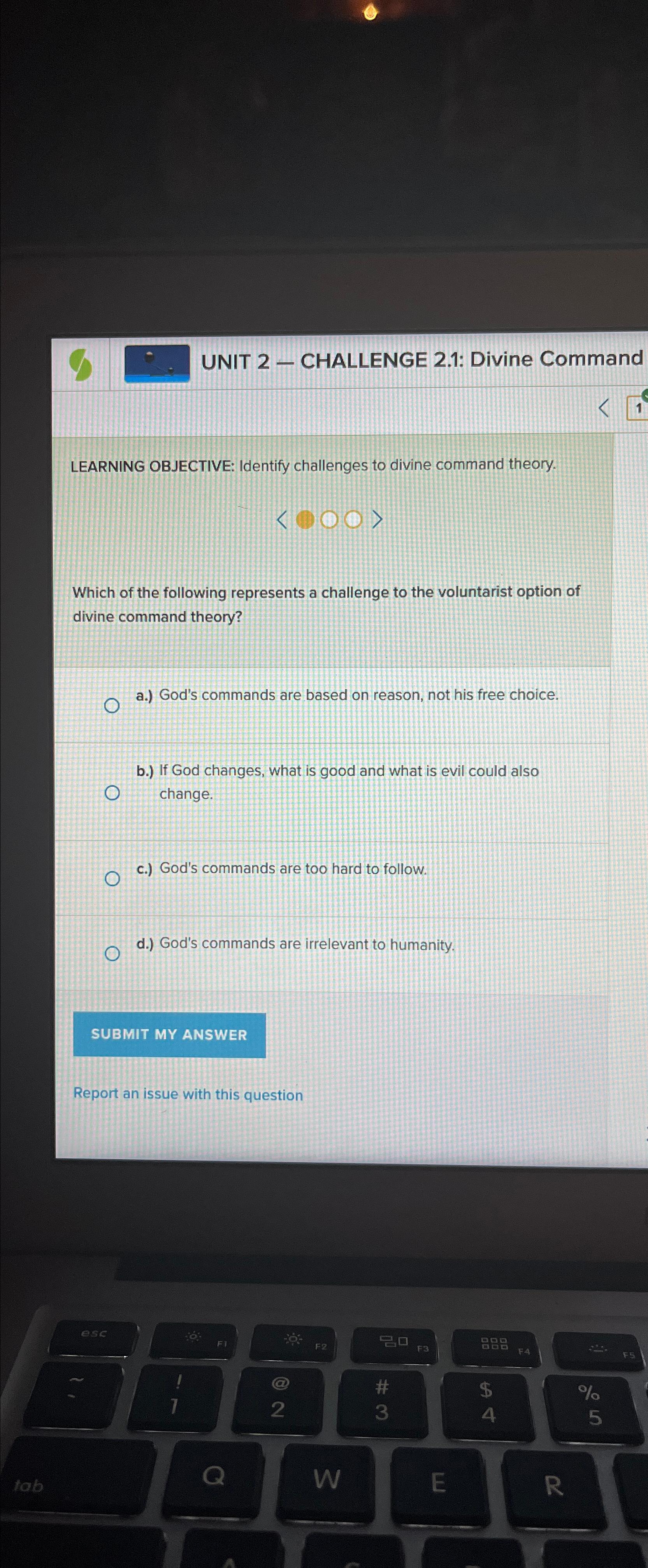 Solved UNIT 2 - ﻿CHALLENGE 2.1: Divine CommandLEARNING | Chegg.com