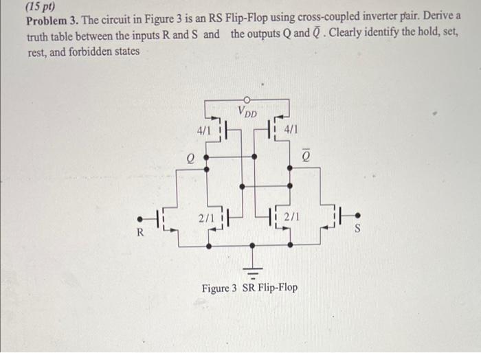 Solved (15 pt) Problem 3. The circuit in Figure 3 is an RS | Chegg.com