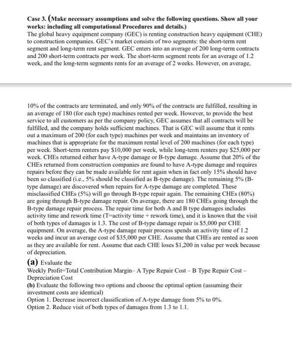 Solved Case 3. (Make necessary assumptions and solve the | Chegg.com