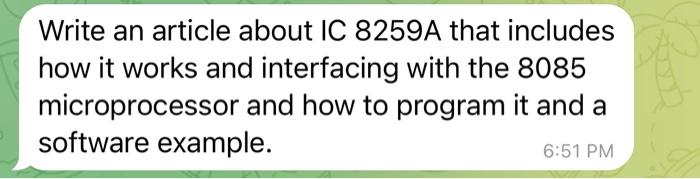 Solved Write an article about IC 8259A that includes how it | Chegg.com