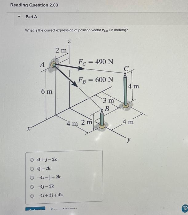 Solved What is the correct expression of position vector rCB | Chegg.com