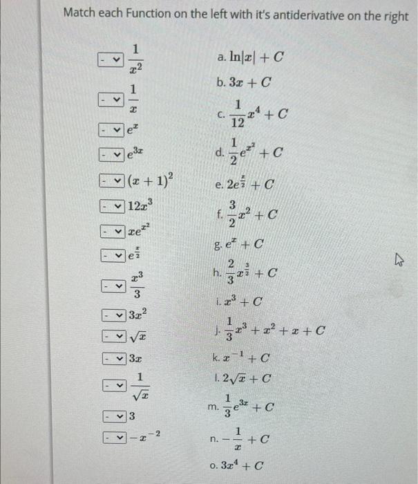 Solved Match each Function on the left with it's | Chegg.com