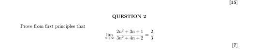 Solved (15 QUESTION 2 Prove from first principles that 2n + | Chegg.com