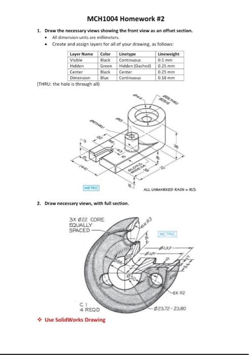 Solved 1. Draw the necessary views showing the front view as | Chegg.com