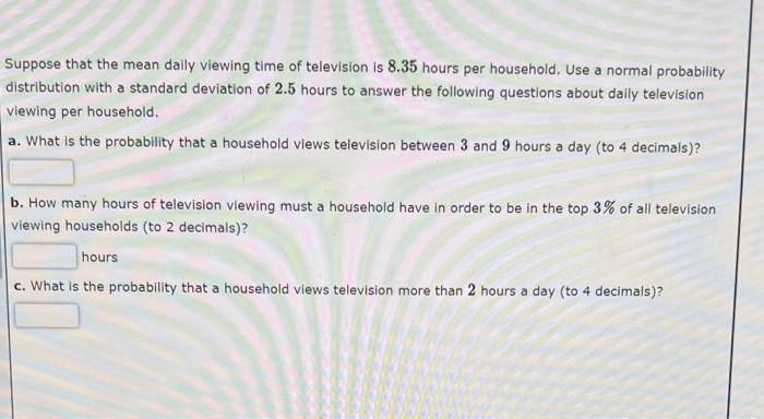 Solved Suppose that the mean daily viewing time of | Chegg.com