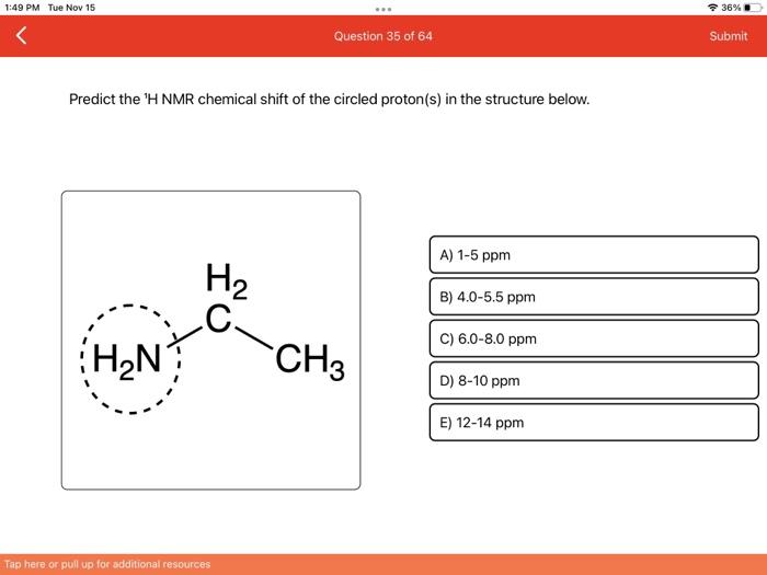 Predict the 1H NMR chemical shift of the circled | Chegg.com
