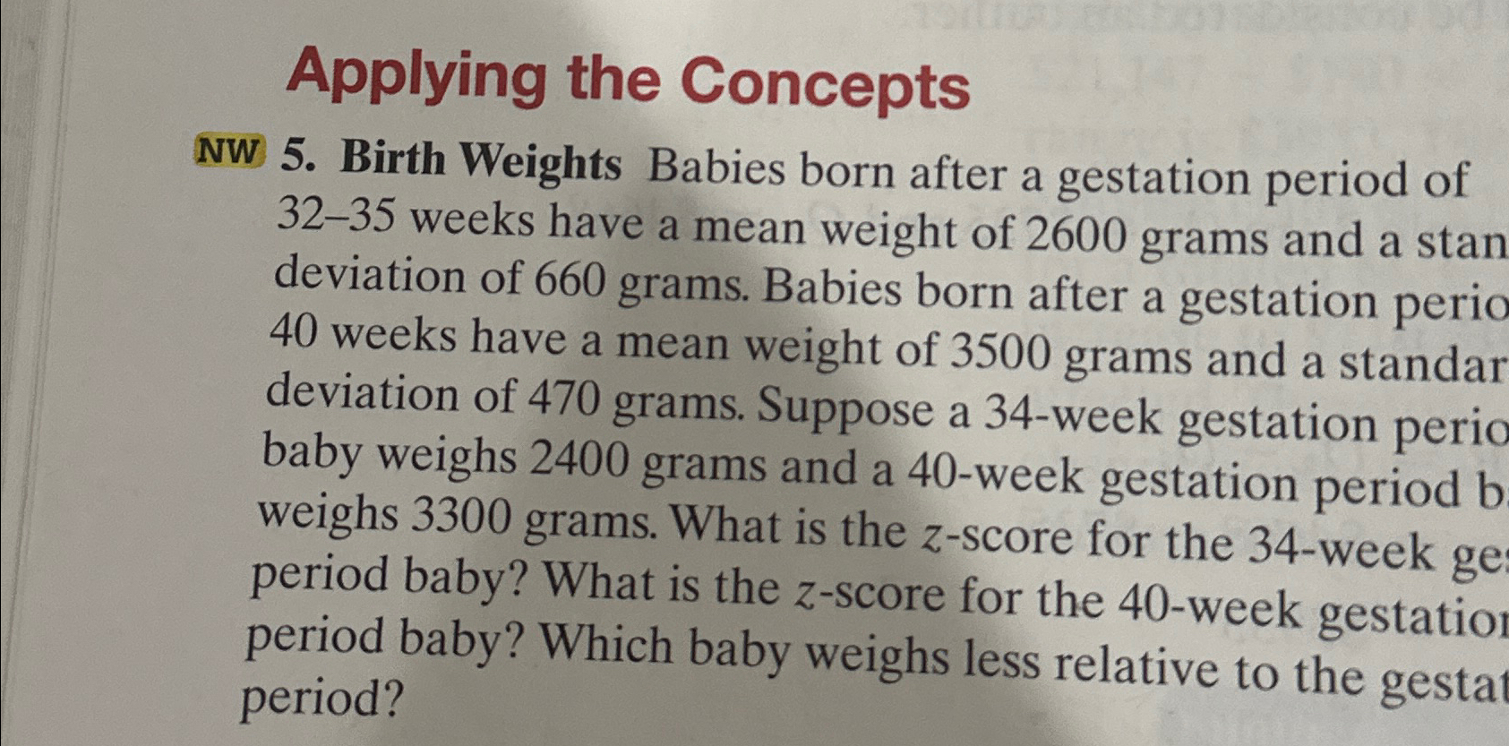 Solved Applying the ConceptsNW 5. ﻿Birth Weights Babies born | Chegg.com