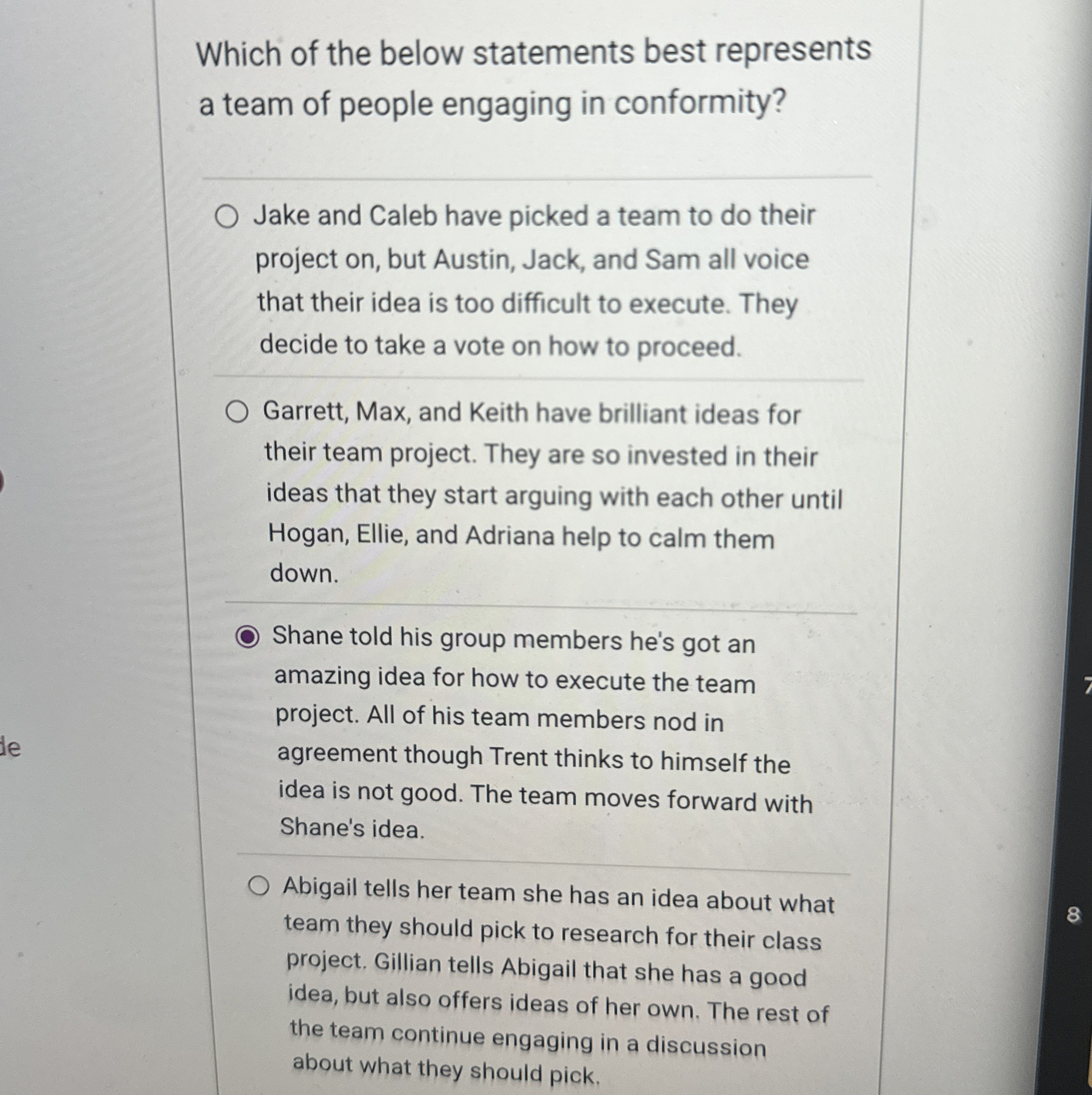 Solved Which of the below statements best represents a team | Chegg.com