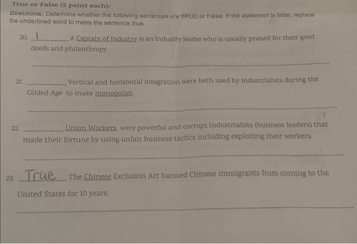 directions: Determine whether the following sentences | Chegg.com