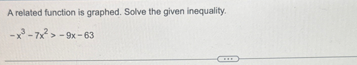 Solved A related function is graphed. Solve the given | Chegg.com